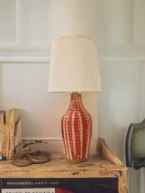 Red Hand Painted Table Lamp Ceramic Home D??cor Housewarming Gift House ...