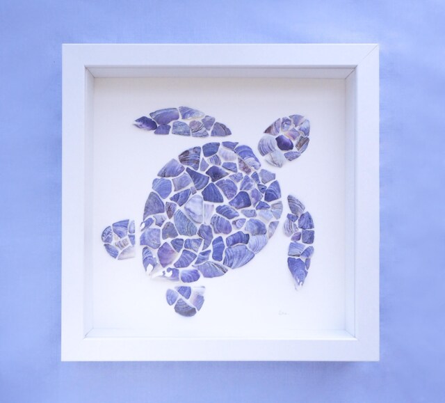 Seashell Turtle Wall Artwork - Shell Art Handcrafted With Blue Mussel ...