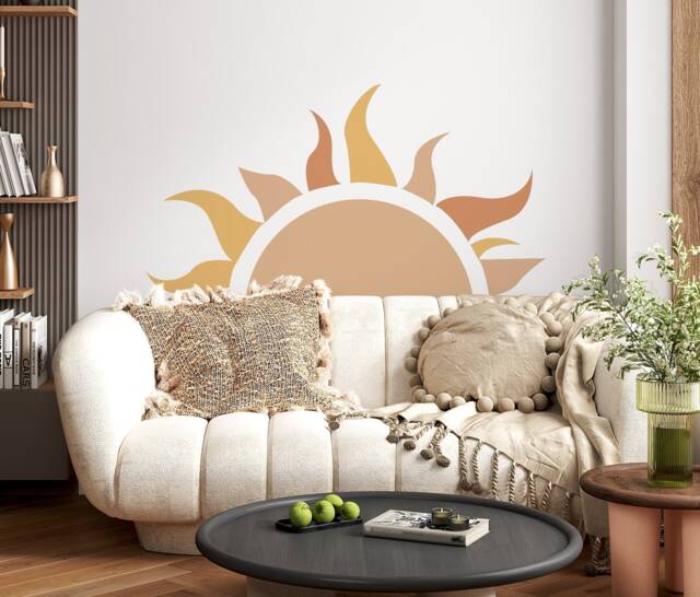 Boho Wall Decal Half Sun Sticker Rising Kids Room Art by Etsy ...