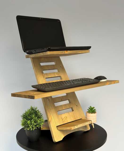 Flat Pack Standing Desk Home Office Stand Up Laptop Keyboard Shelf ...