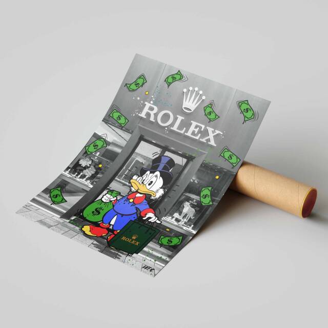 Scrooge Mcduck X Rolex - Poster Art Print Street - Motivational ...