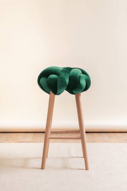 Emerald Green Velvet Knot Bar Stool, Design Chair, Modern Industrial ...