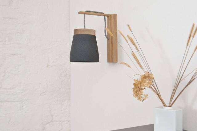 No. 03 - Wall Light Anthracite Wall Outlet Oak Wood Handmade E27 ...