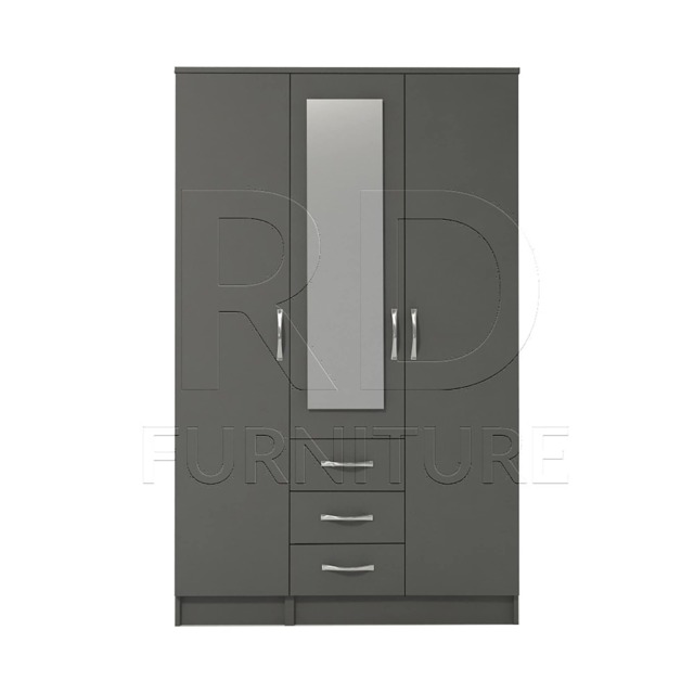 Grey Wardobe, Triple Wardrobe Ready Assembled Classic 3 Door Drawer ...