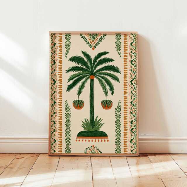 Middle Eastern Poster, Folk Art Palm Tree Print, Arabic Wall Art, Boho ...
