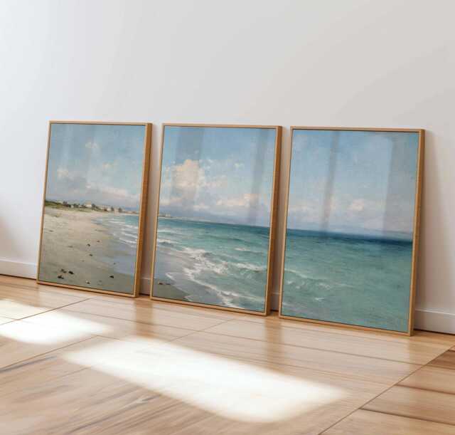 Coastal Beach Prints Set Neutral Seaside Landscape Wall Art by Etsy ...