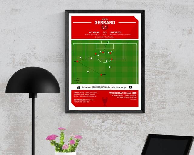 Steven Gerrard Goal Moment Wall Art, Poster Print, Iconic Goal ...