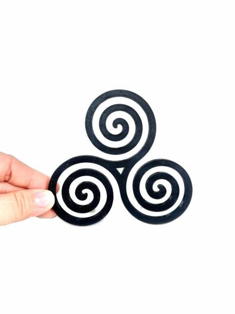 Black Triskele Decoration, Celtic Triple Spiral Altar Tile, 5 Or 8 Inch ...