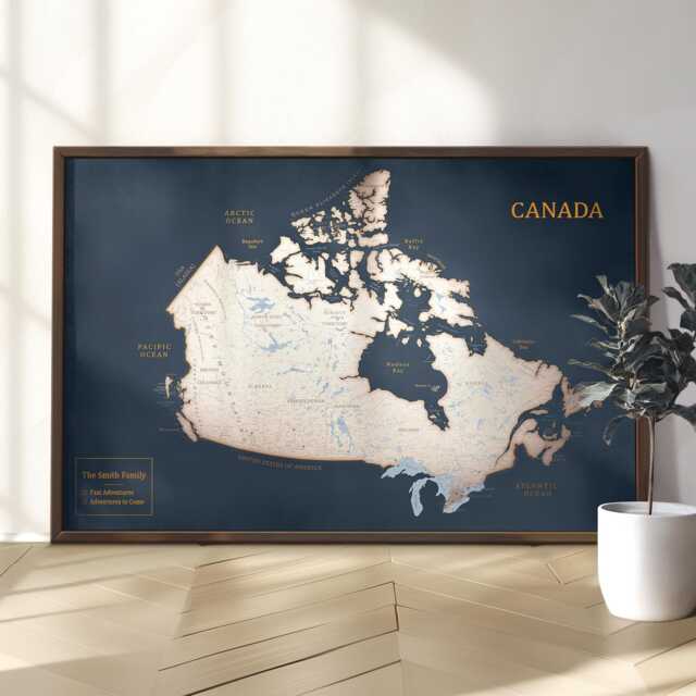 Canada Push Pin Map - Personalized Framed Map, Custom Travel Gift, Wall ...