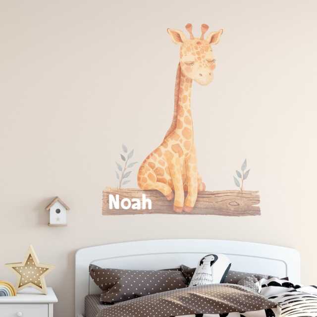 Personalised Giraffe Wall Sticker For Little Boy Or Girls Room Nursery ...