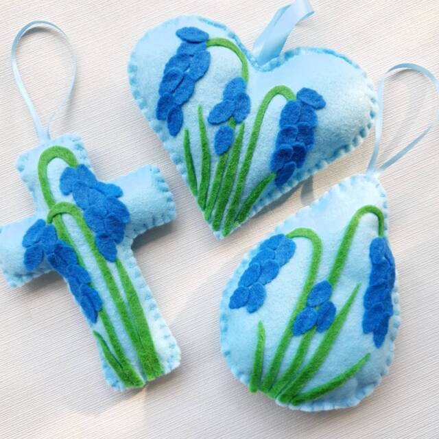 Bluebells, Heart Or Egg in Pale Blue Easter, Spring Hanging Decoration ...