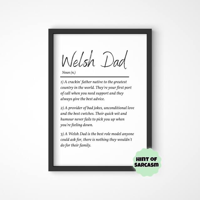 A4 Welsh Dad Definition Print Dad's Birthday- Print - Definition ...