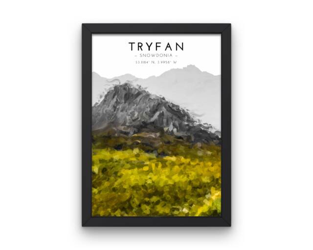 Tryfan Abstract Mountain Print - Minimalist Snowdonia Art Poster by ...
