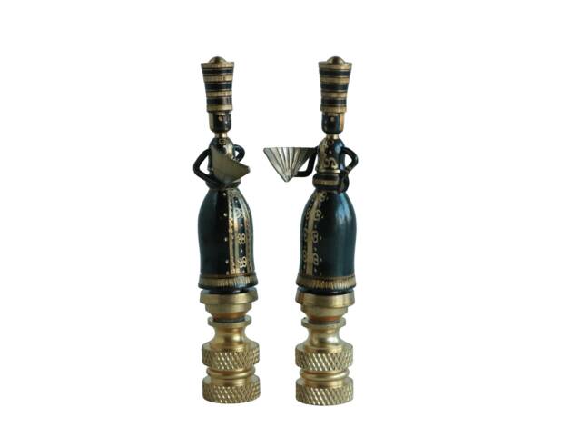 Mid-Century Finial People Lamp Finials in Blackened Brass On Hardware ...