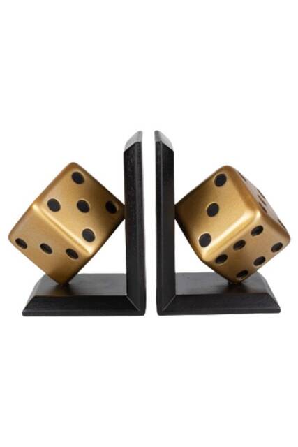 Dice Figured Book Holder Gold , Bookshelf Decor Reading Stand Statues ...