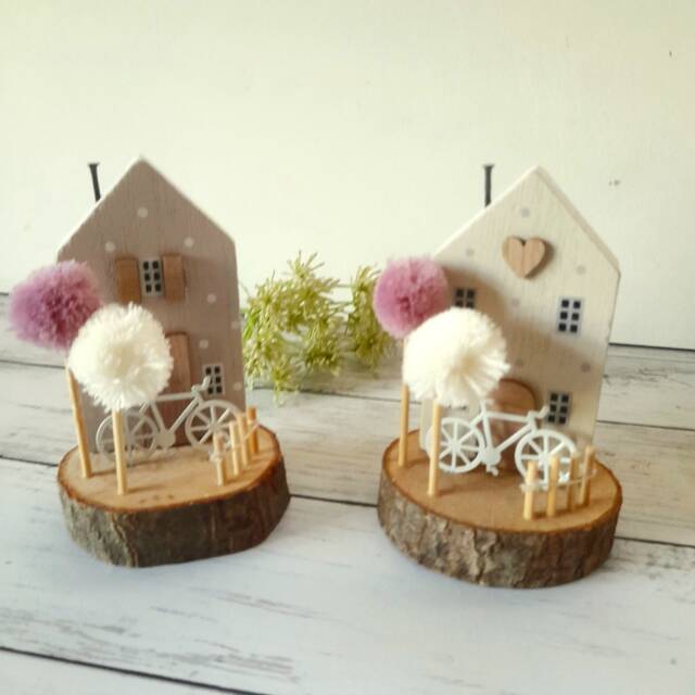 Pom Wooden Block House Ornament - The Home & Hearts Shop Rustic Gift ...