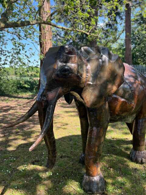Large Recycled Metal Handmade Safari Elephant. Garden Outdoor Sculpture ...