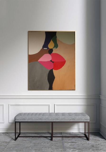 Colorful Figurative Painting Kiss Abstract Art The Kiss in Love For ...