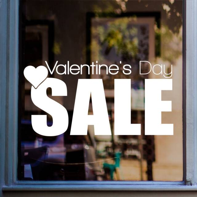 Valentine's Day Sale Shop Window Sticker Retail Display Store Front ...
