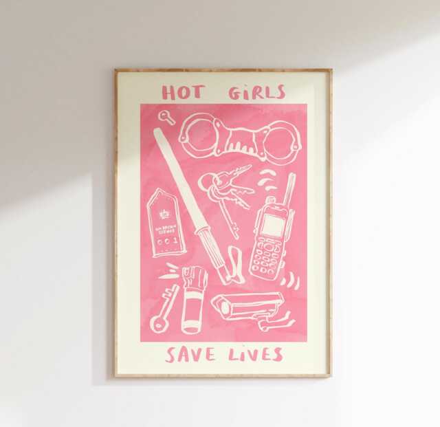 Hot Girls Save Lives Wall Print - Prison Officer - Police Illustration ...