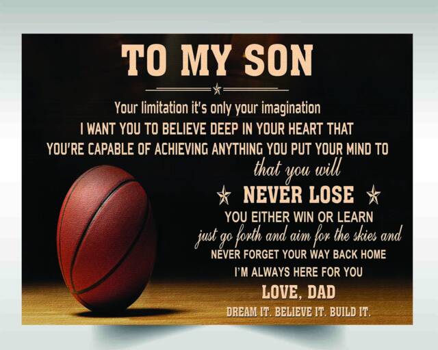Basketball Canvas Poster To My Son Deep in Your Heart That You're Capable Of Achieving Anything ...