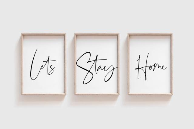 Lets Stay Home Print, Set Of 3 Prints, Wall New Sign, Printable, Poster ...