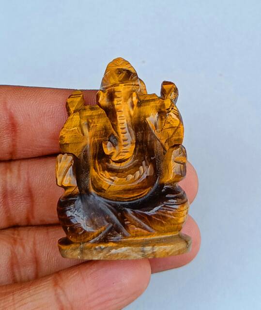 Hand Carved Tiger Eye Ganesh Statue Hindu Temple Decor by Etsy ...