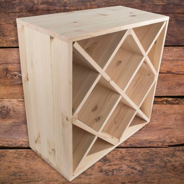 Square Wooden 24 Bottle Wine Rack - 52 X 25 cm Floor Standing Cabinet ...