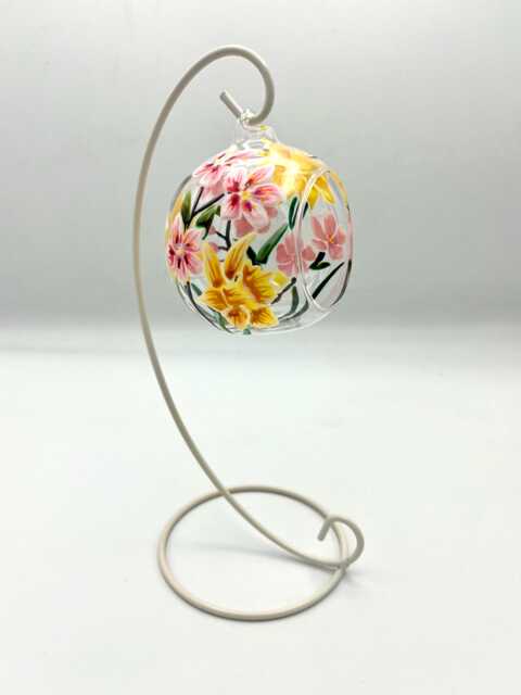 Hand Painted Tealight Holder/Daffodiles Cherry Blossom/ March Birth ...