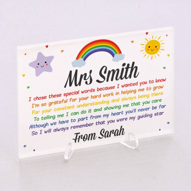 Rainbow Teacher Thank You Poem Gifts, School Leaving Gift, Gift For ...