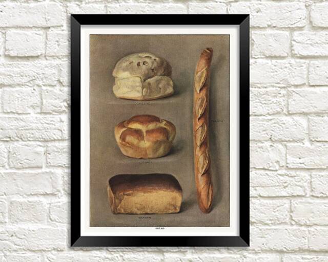 Bread Poster Loaves Identification Art Print From Vintage Grocer's ...