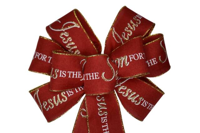 Jesus Is The Reason Bow - Handmade Christmas Wired Wreath Religious Red ...