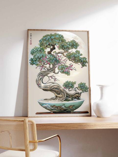 Bonsai Tree Poster, Japanese Print, Floral Traditional Wall Art ...