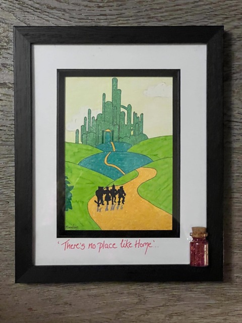 Wizard Of Oz Hand Drawn Original Framed Artwork With Ruby Slipper Dust in A Glass Bottle ...
