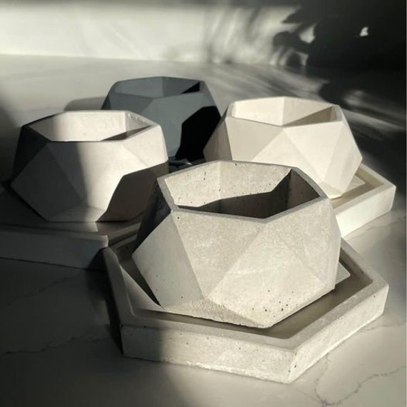 Hexagonal Custom Made Concrete Planter, Geometric Modern Succulent Pot ...