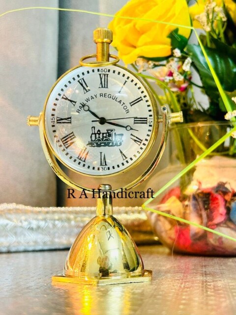 Antique Retro Brass Clock, Tabletop Analog Office Desk Clock For ...