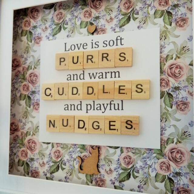 Soft Purrs & Warm Cuddles, Scrabble Letter Box Frame, Cat Themed ...