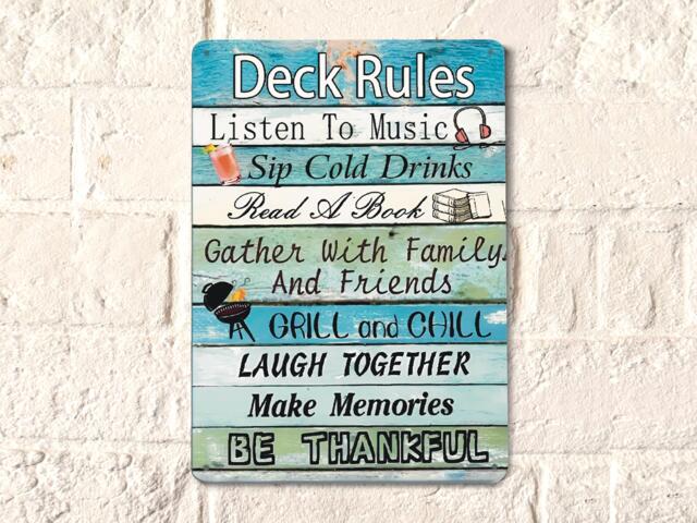 Deck Rules, Garden Gifts For Mum, Family Sign House, Wall Decor, Art ...