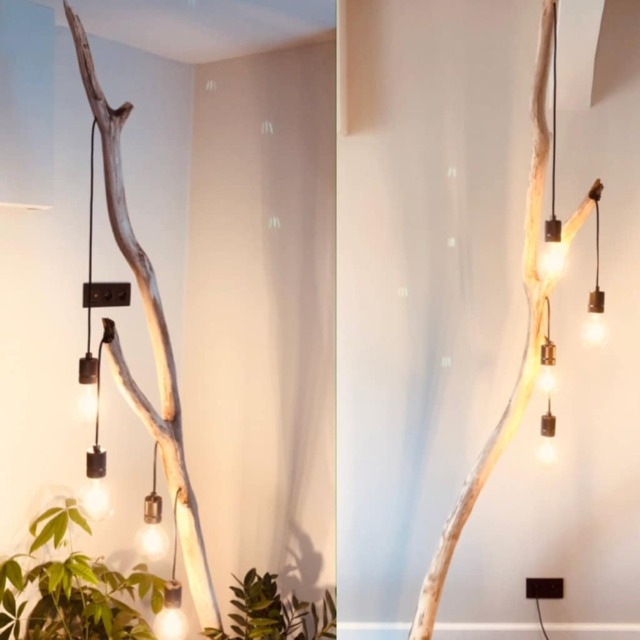 Wooden Lamp, Oak Wood Floor Lamp From An Old Branch, Eco Wild Oak ...