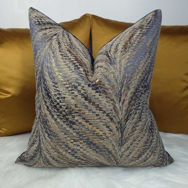 Luxury Amethyst Blue & Gold Metallic Luxor Cushion Cover New Home Sofa ...