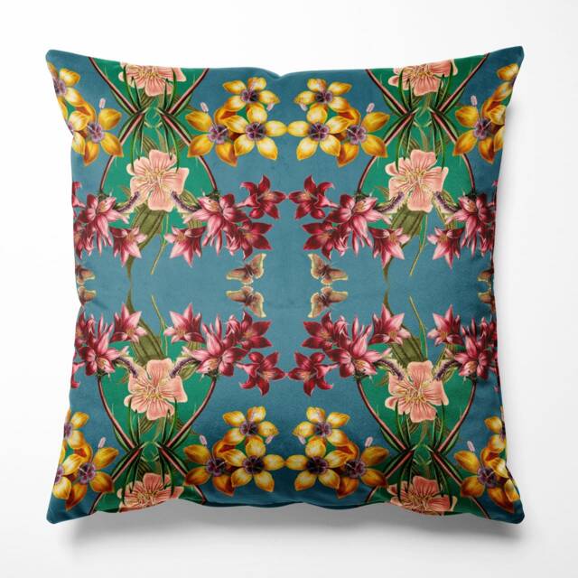 Hampi Sapphire Velvet Cushion Luxury Home Decor Covers, Luxe Patterned ...