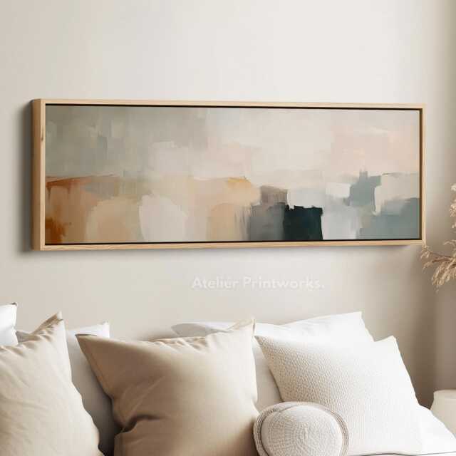Abstract Wide Wall Art, Horizontal Wall Art, Large Framed Canvas ...