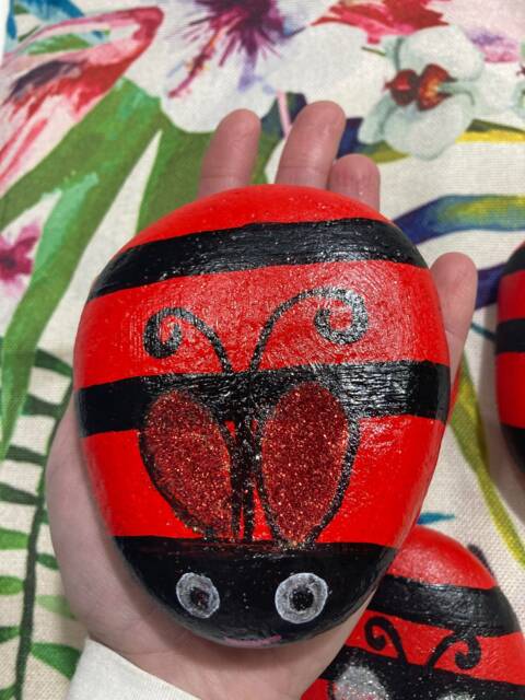 Ladybird, Giant Stone Ladybird, Hand Painted Stone, Garden Ornament ...