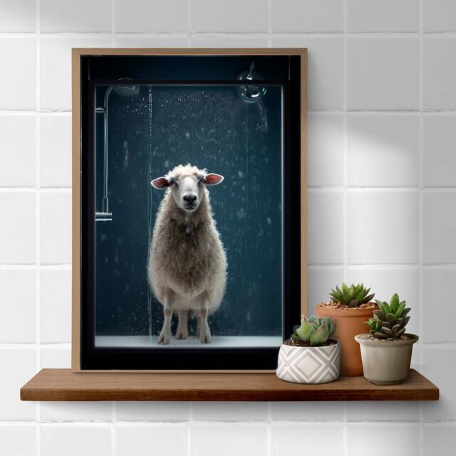Sheep Taking A Shower - Funny A4 Art Print Bathroom Poster by Etsy ...