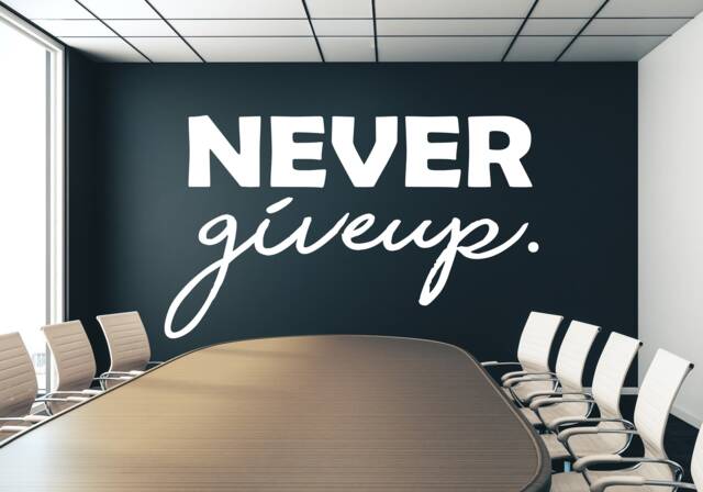 Never Give Up Wall Decal, Office Decal, Office Art, Office Decor ...