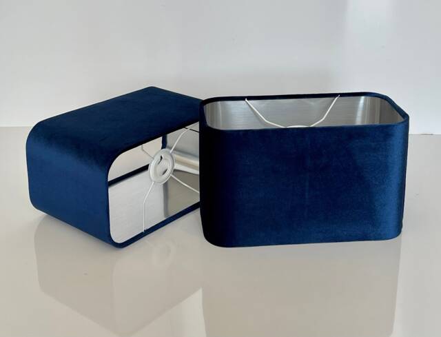 New Luxury Velvet Navy Blue Lamp Shade & Pendant Light Rounded ...