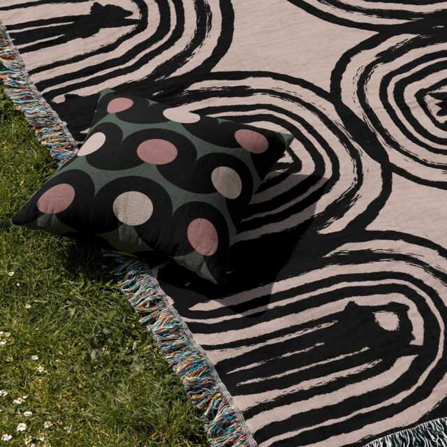 Retro Mod Circles Woven Pillow in Green, Black, & Blush by Etsy ...