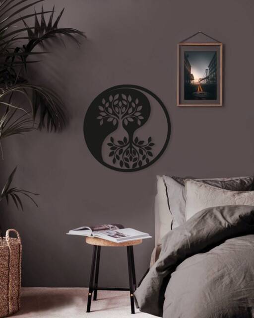 Ying Yang Tree Wood Wall Art, Geometric Of Life Decor, 3D Minimalist ...