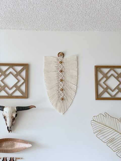Handmade Large Macrame Feather Wall Hanging Jungle Decor Macrame Leaf ...