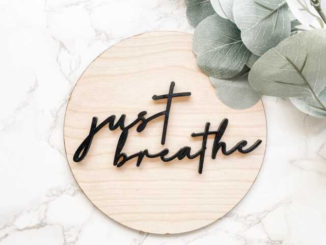 Just Breathe Sign, Inspirational Wall Art, Motivational Decor, Office ...